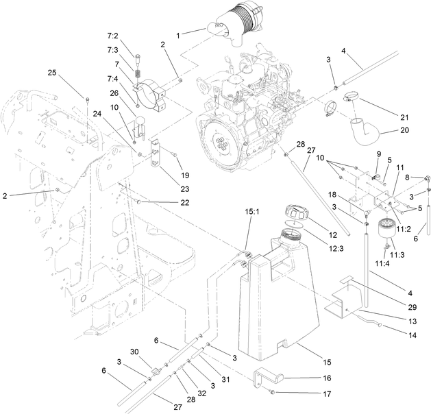 Toro Dingo 320D Fuel Tank and Air Filter Housing for Model 22337CP wit ...