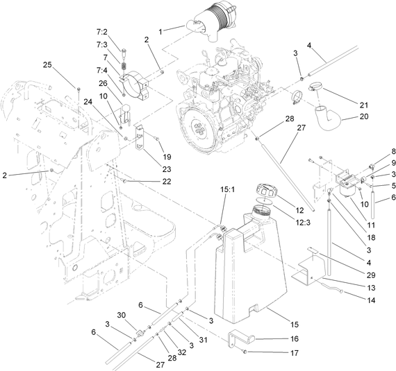 Toro Dingo 320D Fuel Tank and Air Filter Housing for Model 22337CP Bui ...