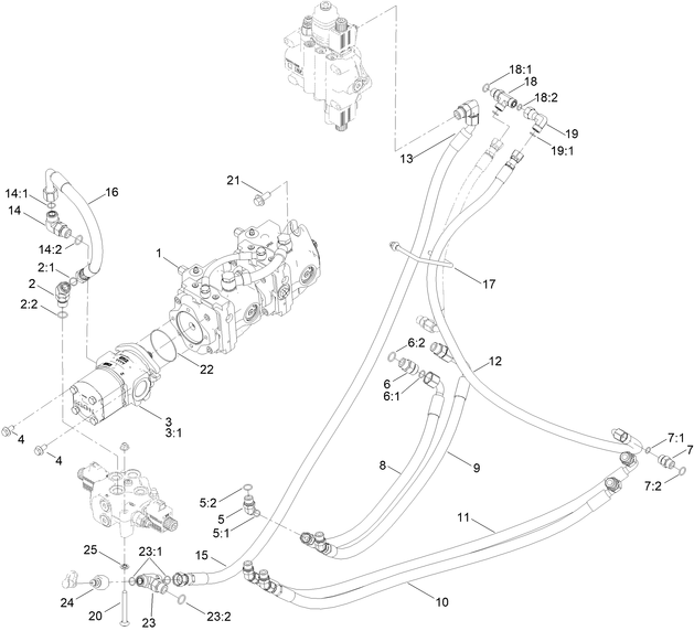 Toro Dingo TX 1300 Hydraulic Pump Parts Diagram for Model 22370 with s ...