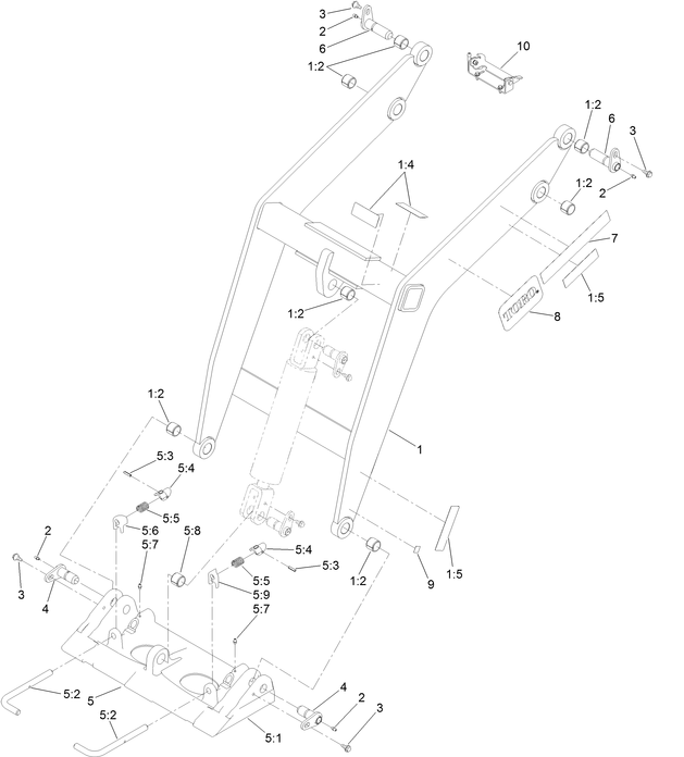 Toro Dingo 320D Loader Arms Parts Diagram for Model 22337CP Built in t ...