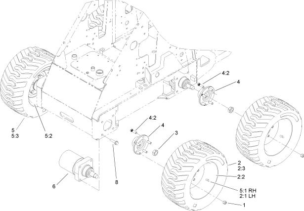 Toro Dingo 320D Hydraulic Drive Motor and Wheels Diagram for Model 223 ...
