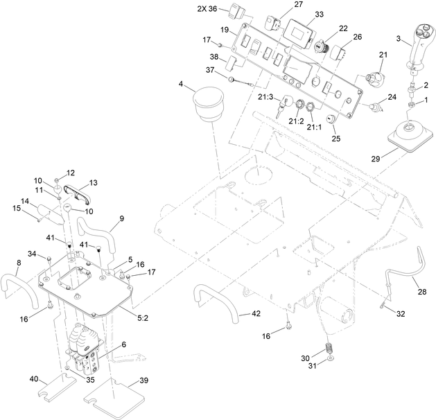 Toro Dingo TX 1300 Control Console Parts Diagram for Model 22370 with ...