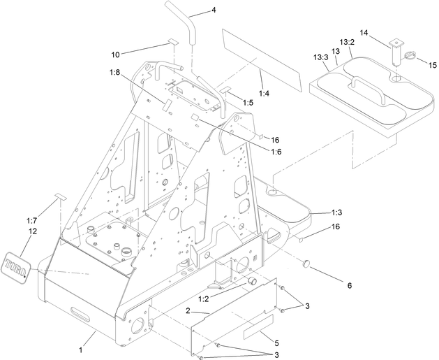 Toro Dingo 320D Frame Parts Diagram for Model 22337CP Built in the Yea ...