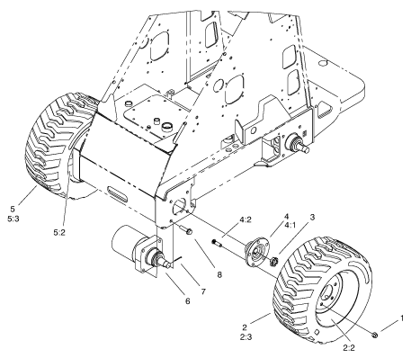 Toro Dingo 320D Hydraulic Drive Motor and Wheels Diagram for Model 223 ...