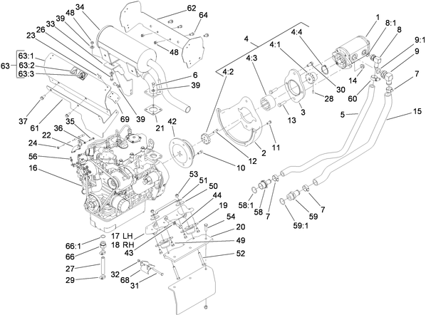 Toro Dingo 525 Wide Track and Narrow Track Dual Hydraulic Pump Diagram ...