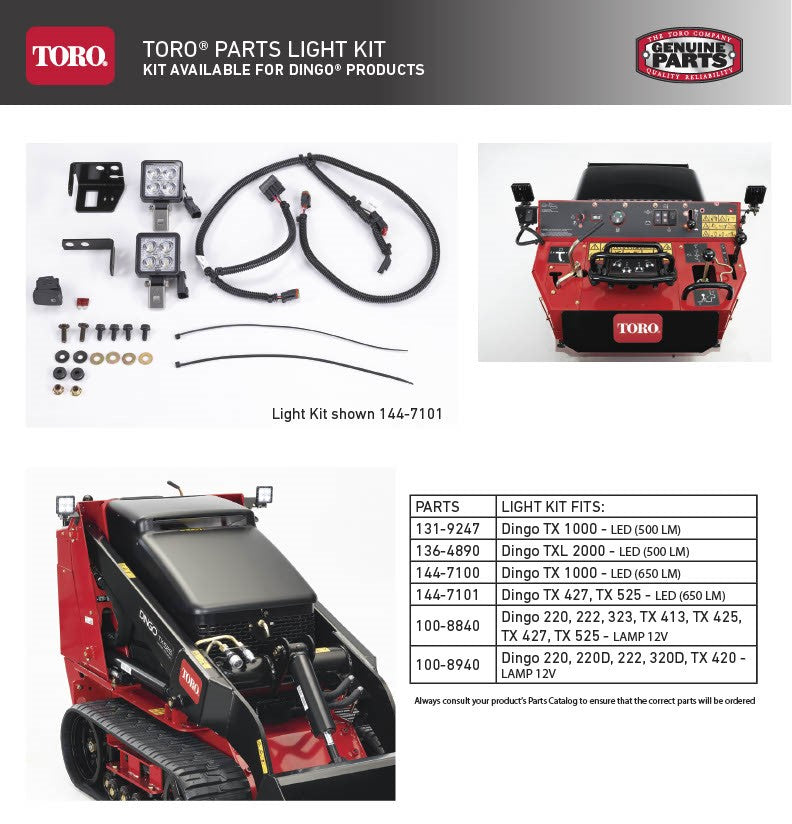 Toro Dingo TX 427 Narrow and Wide Track Light Kit – toro dingo parts online
